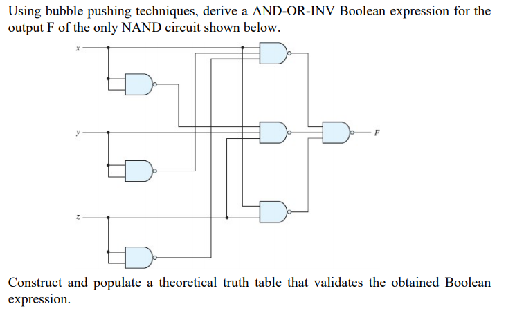 Solved Using bubble pushing techniques, derive a AND-OR-INV | Chegg.com