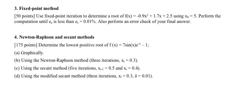 3. Fixed-point method [50 points] Use fixed-point | Chegg.com