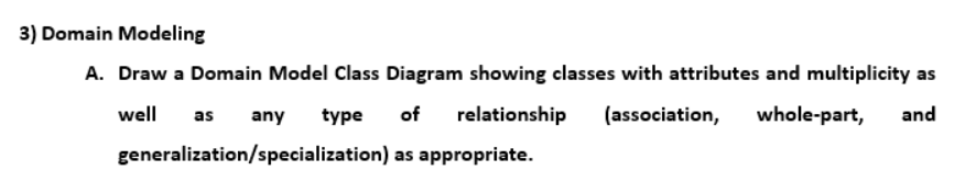 Solved 3) Domain Modeling A. Draw a Domain Model Class | Chegg.com