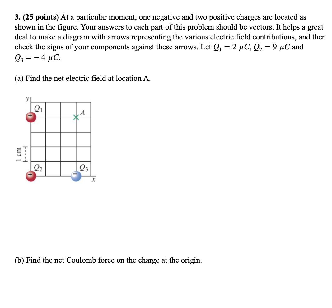 Solved 3. (25 points) At a particular moment, one negative | Chegg.com