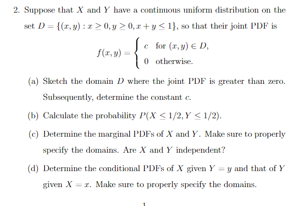 Solved Suppose that X and Y have a continuous uniform | Chegg.com