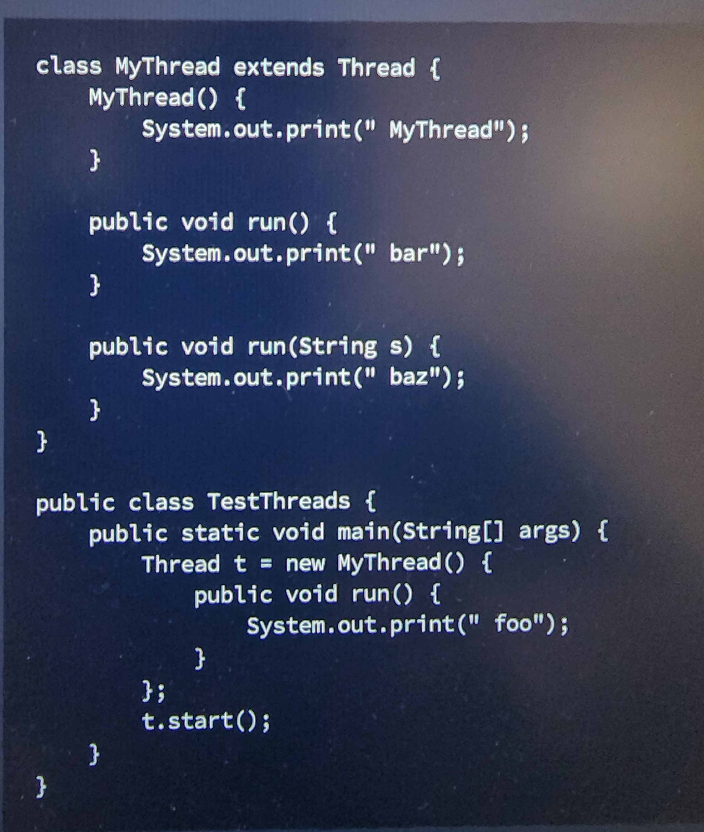 Solved class MyThread extends Thread { MyThread() { | Chegg.com
