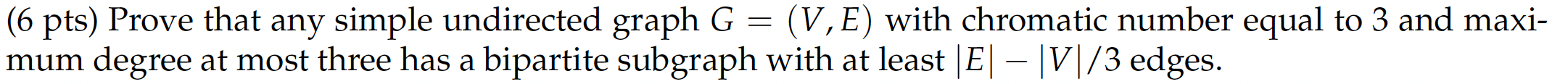 Solved pts) Prove that any simple undirected graph G=(V,E) | Chegg.com