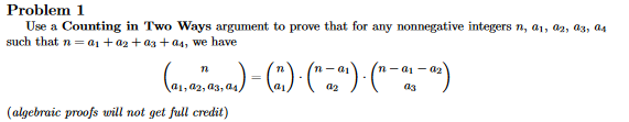 Solved Problem 1 Use a Counting in Two Ways argument to | Chegg.com