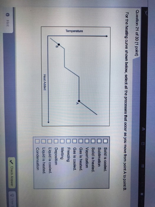 Solved For the heating curve shown below, select all the | Chegg.com