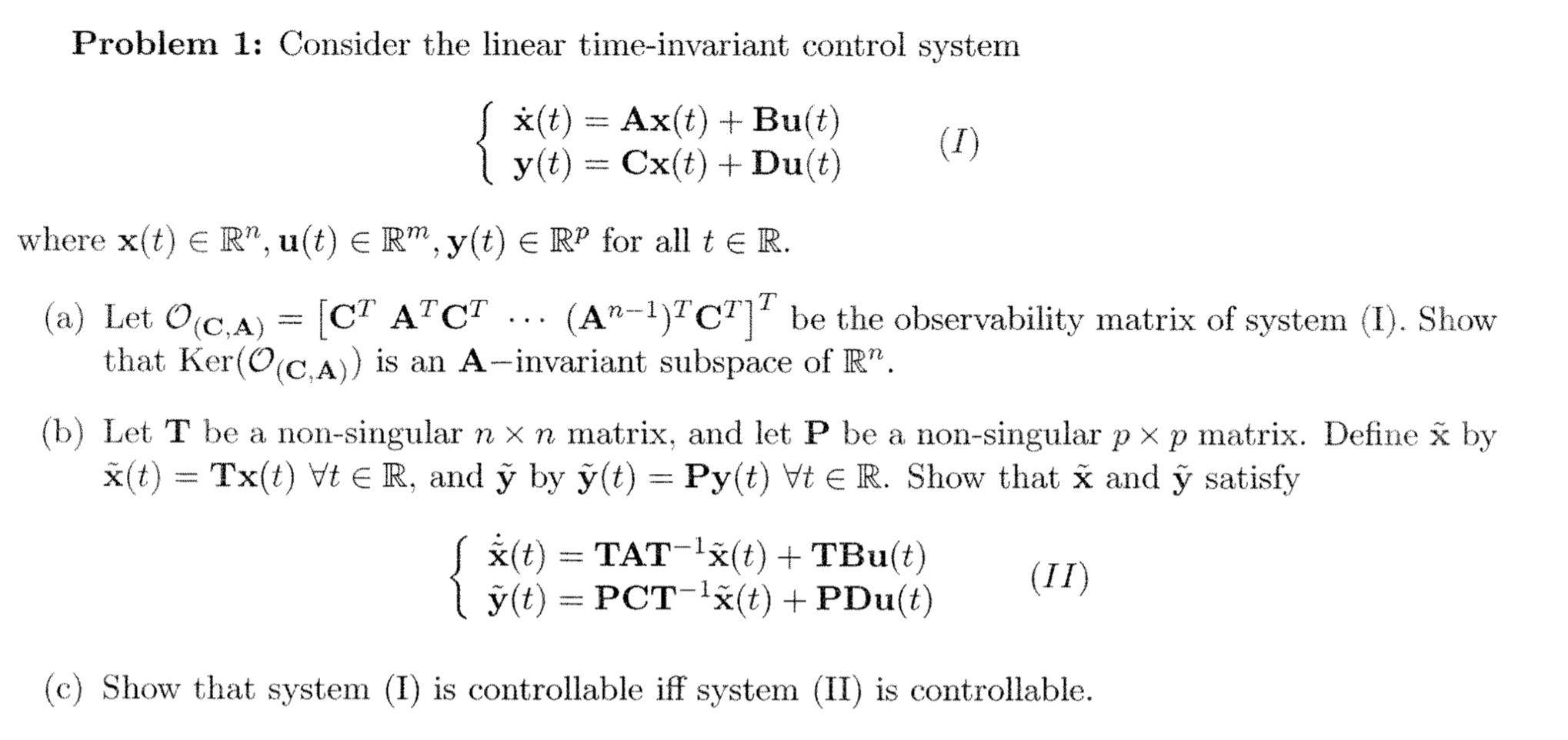 Problem 1: Consider the linear time-invariant control | Chegg.com