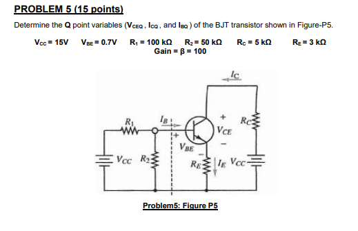 Solved PROBLEM 5 (15 ﻿points)Determine the Q ﻿point | Chegg.com