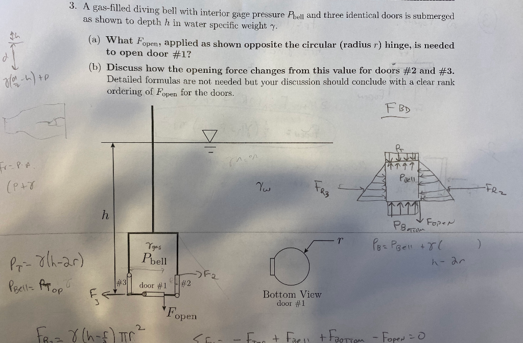 Solved a diving bell with interior gage pressure Pell and | Chegg.com