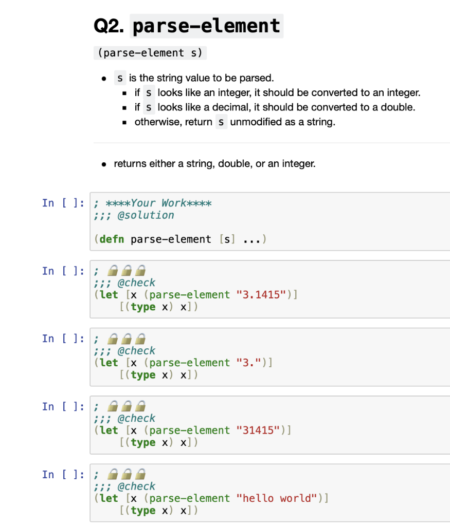 Q2. parse-element (parse-element s) s is the string | Chegg.com