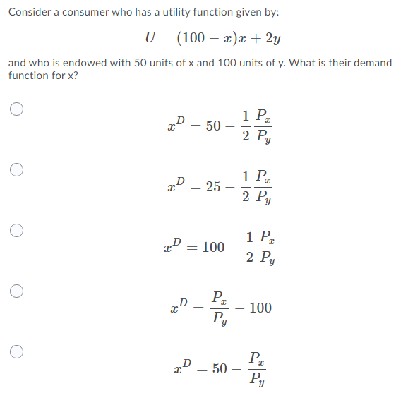 Solved Consider a consumer who has a utility function given | Chegg.com