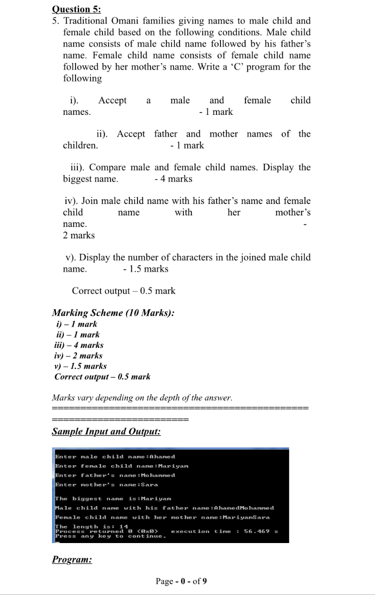 Solved Question 5: 5. Traditional Omani families giving | Chegg.com