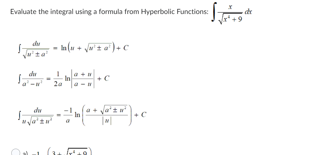 Solved S: Evaluate the integral using a formula from | Chegg.com