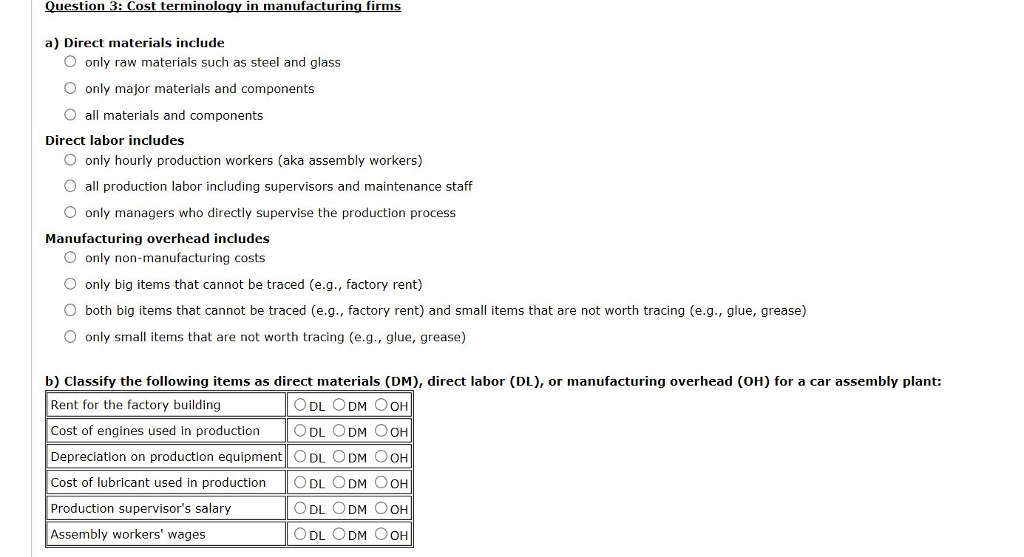 Solved a) Direct materials include 0 only raw materials such | Chegg.com