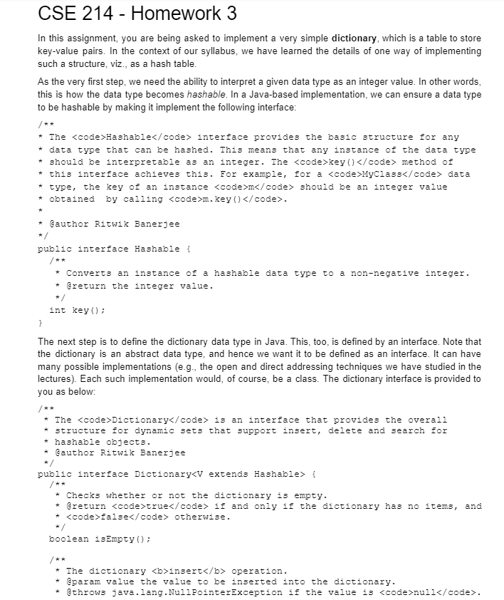 Solved CSE 214 - Homework 3 In this assignment, you are | Chegg.com