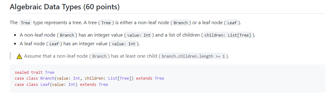 Solved The type represents a tree. A tree is either a | Chegg.com