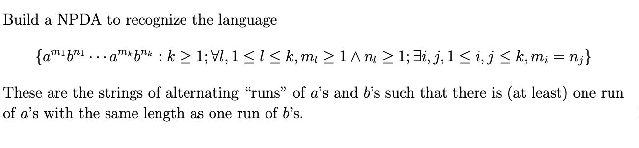 Solved Build a NPDA to recognize the language {amigni ... | Chegg.com