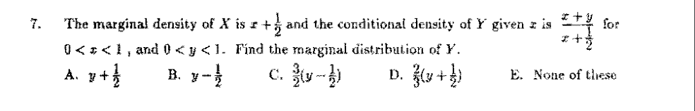 Solved The marginal density of X is x+21 and the conditional | Chegg.com