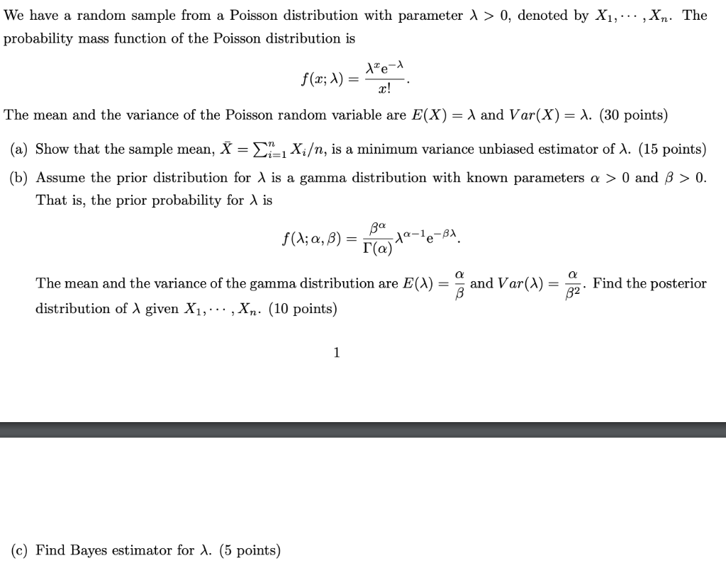 Solved We have a random sample from a Poisson distribution | Chegg.com