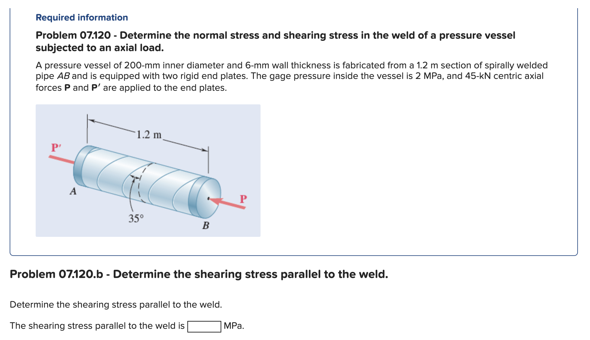 Solved Required informationProblem 07.120 - ﻿Determine the | Chegg.com