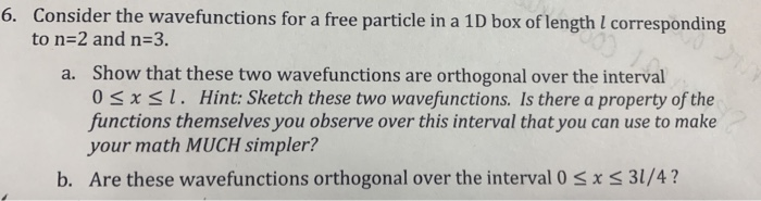 Solved Consider the wavefunctions for a free particle in a | Chegg.com