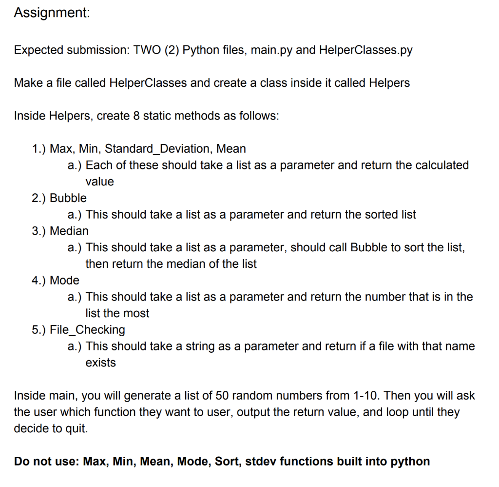 Solved Assignment: Expected submission: TWO (2) Python | Chegg.com