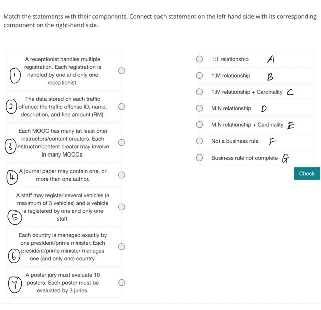 Solved Match the statements with their components. Connect | Chegg.com