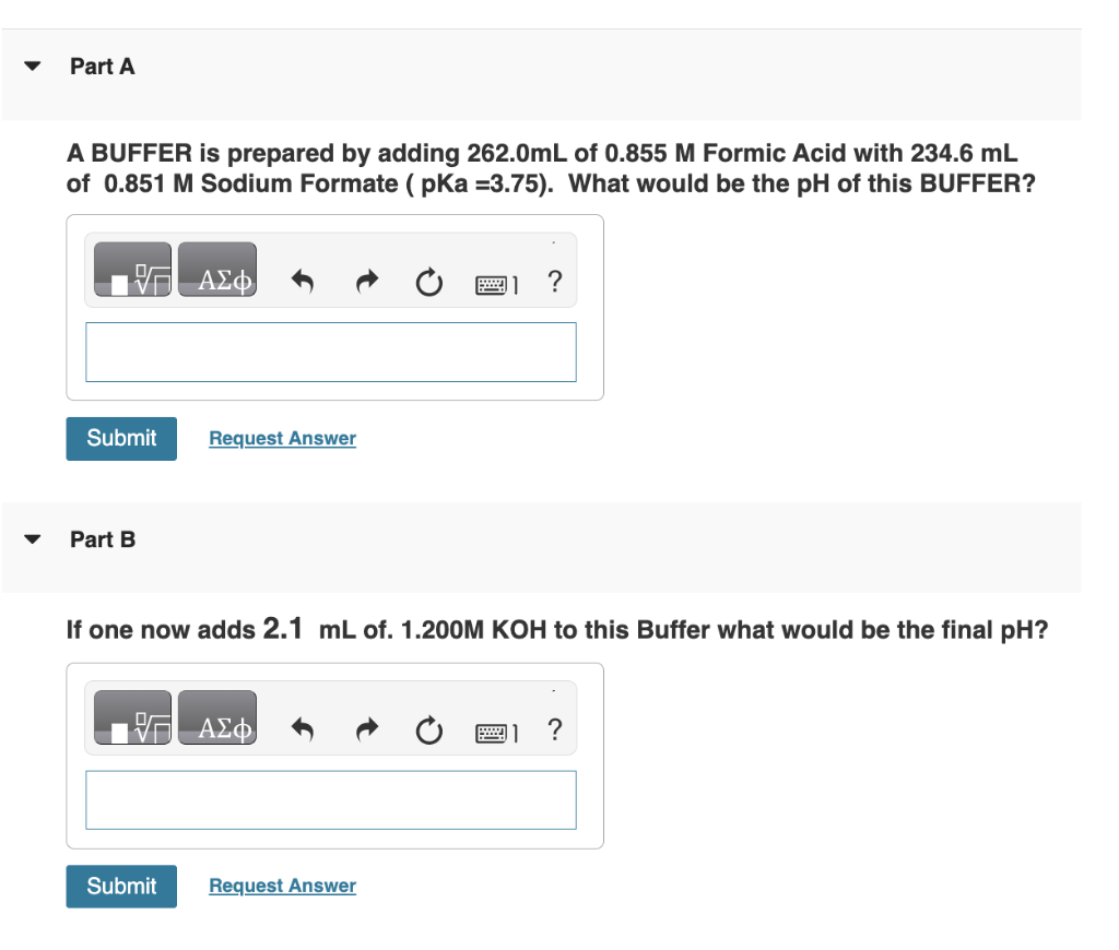 Solved A BUFFER is prepared by adding 262.0 mL of 0.855M | Chegg.com
