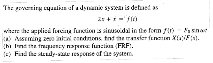 Solved The governing equation of a dynamic system is defined | Chegg.com