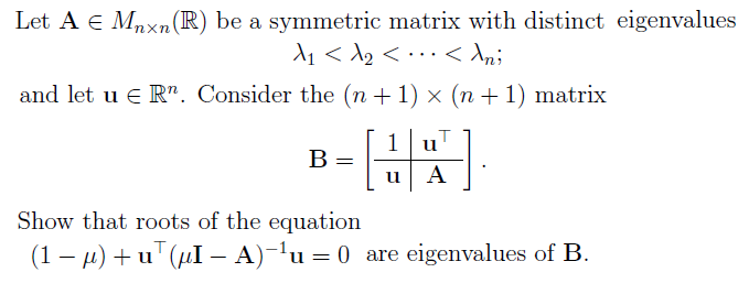 Solved Let A E Mnxn (R) be a symmetric matrix with distinct | Chegg.com