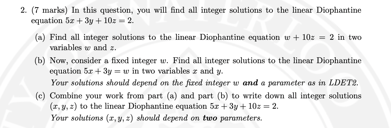 Solved 2. (7 marks) In this question, you will find all | Chegg.com