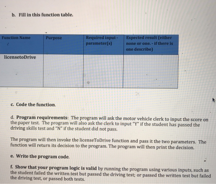 Solved You will be asked to fill out a function table for | Chegg.com