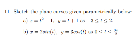 Solved 11. Sketch the plane curves given parametrically | Chegg.com