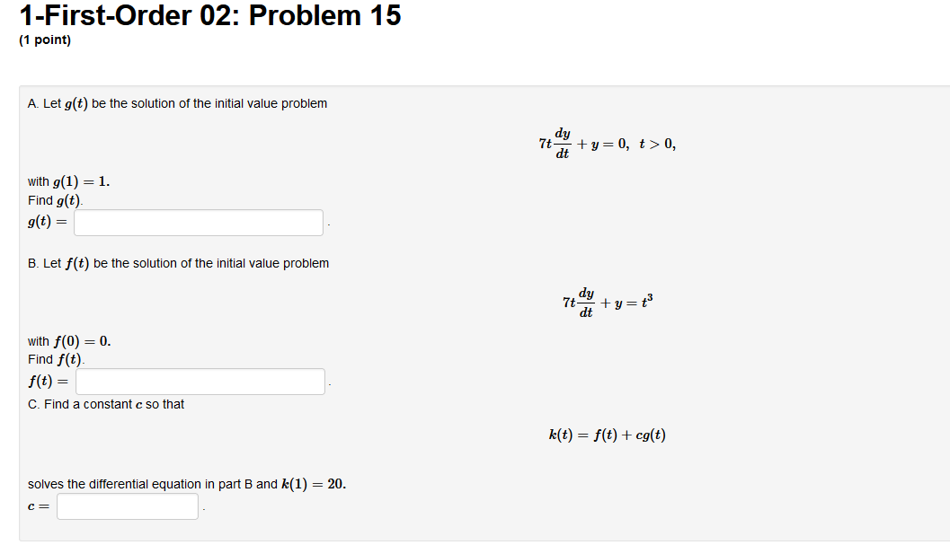 Solved 1 First Order 02 Problem 15 1 Point A Let G T Be