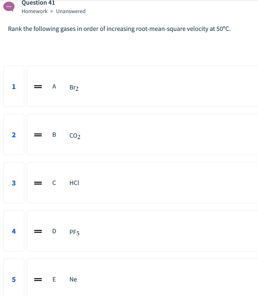 Solved Question 41 HomeworkUnanswered Rank the following | Chegg.com