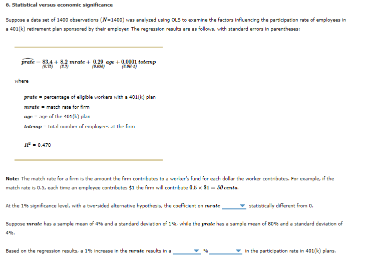 Solved 6. Statistical versus economic significance Suppose a | Chegg.com
