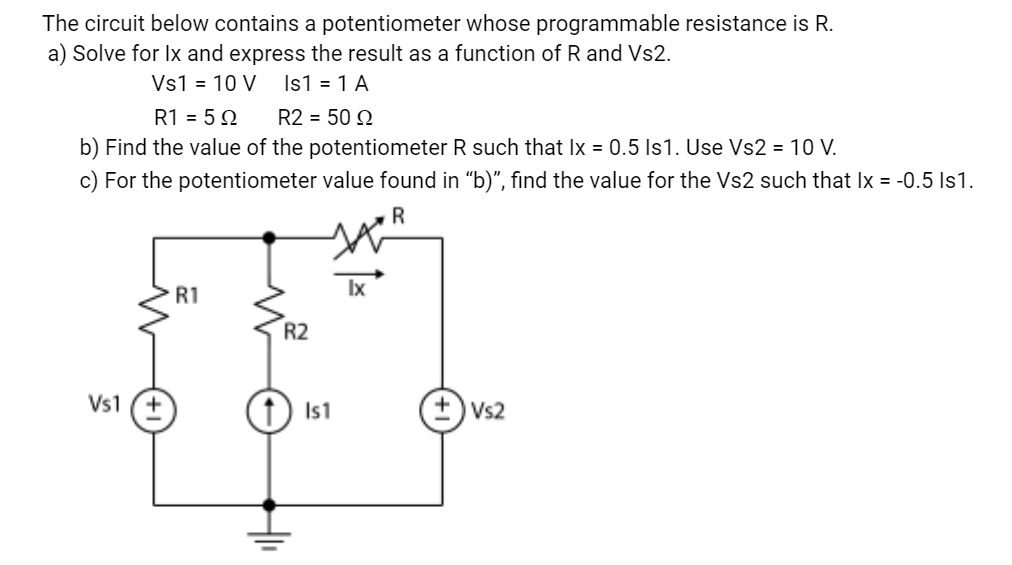 Solved The circuit below contains a potentiometer whose | Chegg.com