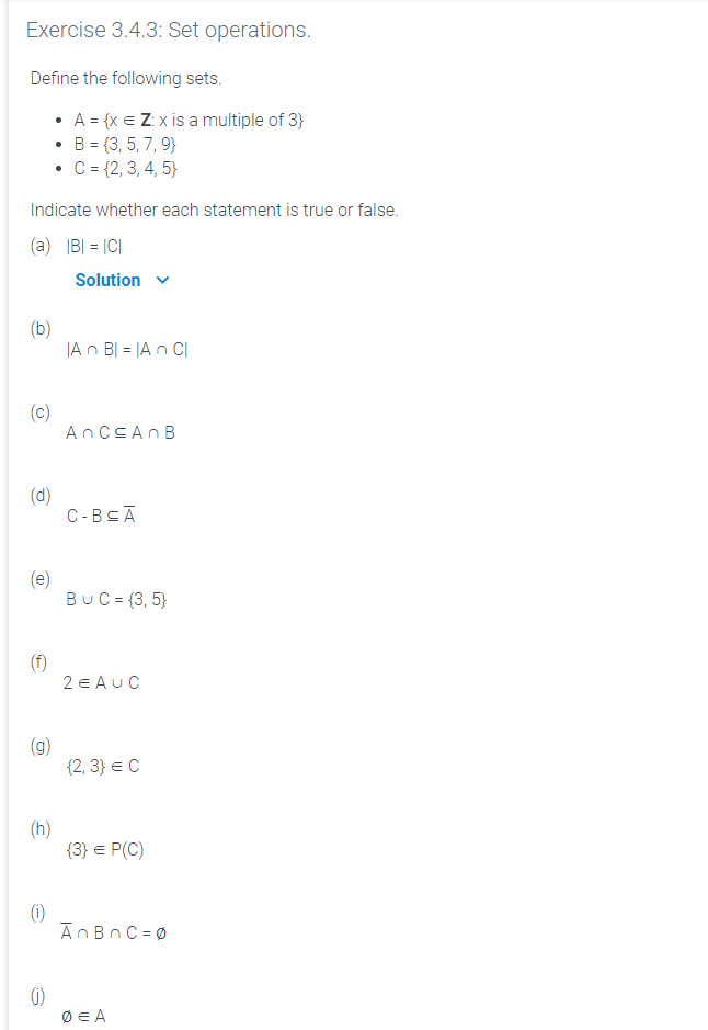 Solved Exercise 3.4.3: Set operations. Define the following | Chegg.com
