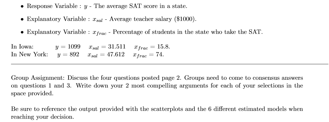 Solved The following is an example estimated linear model. | Chegg.com