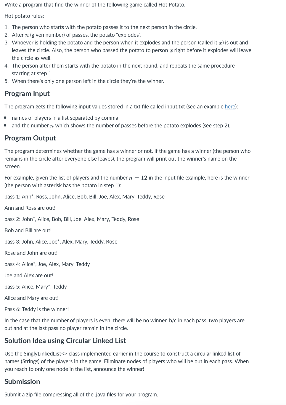 Solved THE PROGRAM MUST BE IN JAVA NOT | Chegg.com