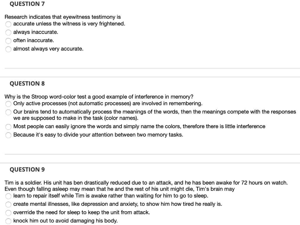 Solved QUESTION 7 Research indicates that eyewitness | Chegg.com