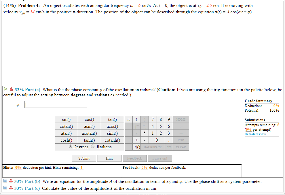 Solved 14 Problem 4 An Object Oscillates With An Angular