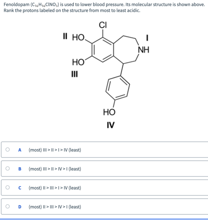 Solved Fenoldopam (C16H16CINO3) is used to lower blood | Chegg.com