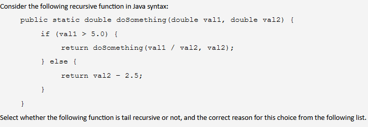 Solved Consider the following recursive function in Java | Chegg.com
