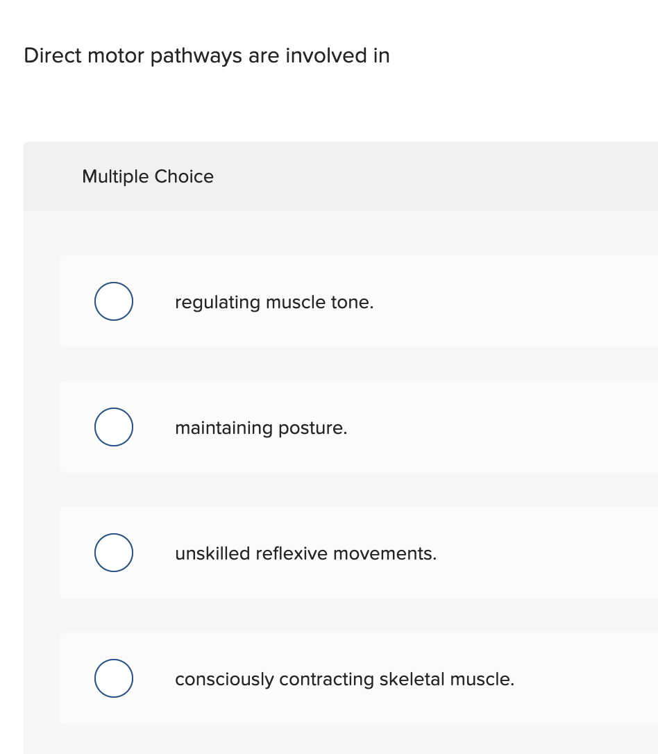 Solved Direct motor pathways are involved in Multiple Choice | Chegg.com