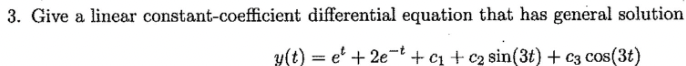 Solved 3. Give a linear constant-coefficient differential | Chegg.com