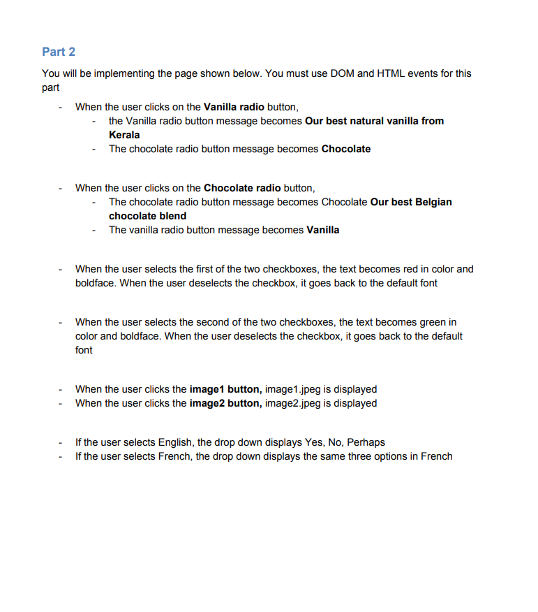 Solved Part 1 You will be implementing the page shown below. | Chegg.com