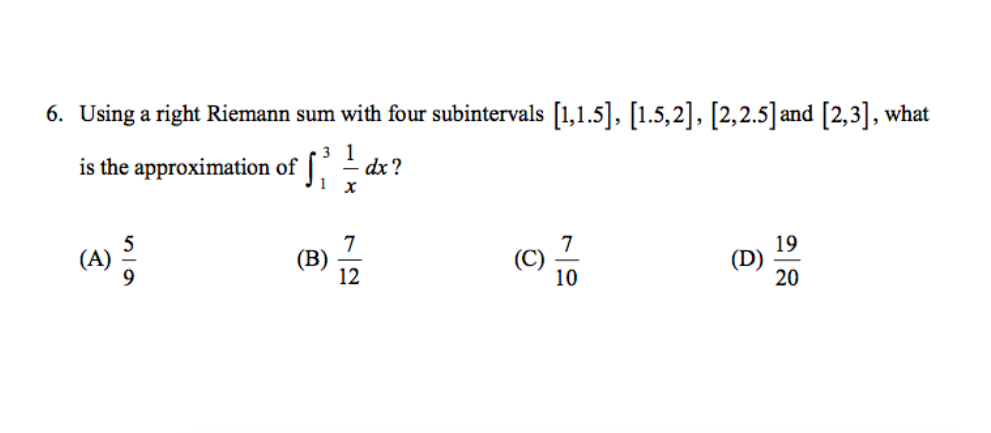 Solved 6. Using a right Riemann sum with four subintervals | Chegg.com