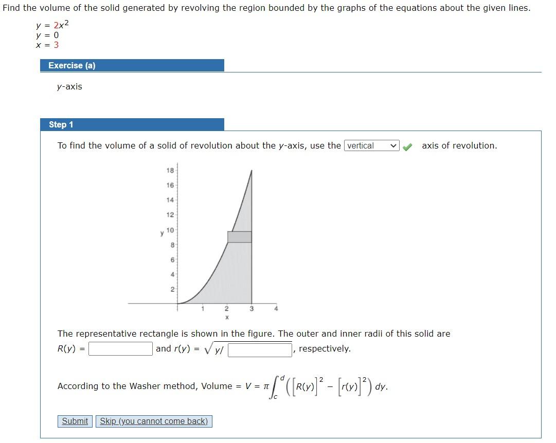 Solved Find the volume of the solid generated by revolving | Chegg.com