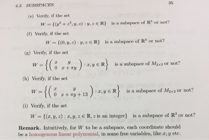 Solved 4.3 Subspaces 1. On subspaces of Rn and Mmxn (a) | Chegg.com