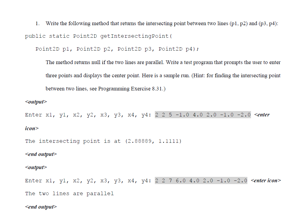Solved 1. Write the following method that returns the | Chegg.com